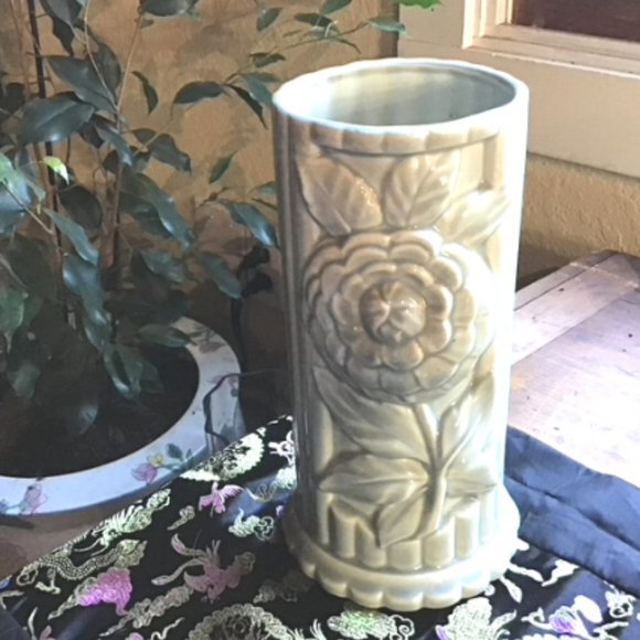 Accents | Vintage Ceramic Vase Embossed Peony By Cameron Clay Products ...